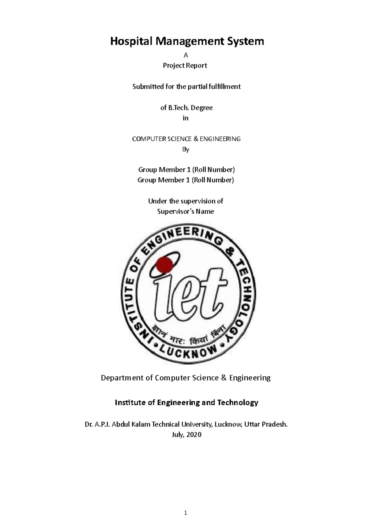 College Management System - Hospital Management System A Project Report ...