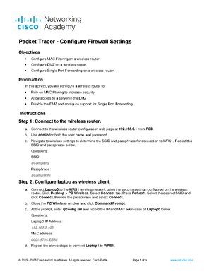 6.1.3.9 Packet Tracer - Connect to a Wireless Network - Objectives Connect to a wireless router ...