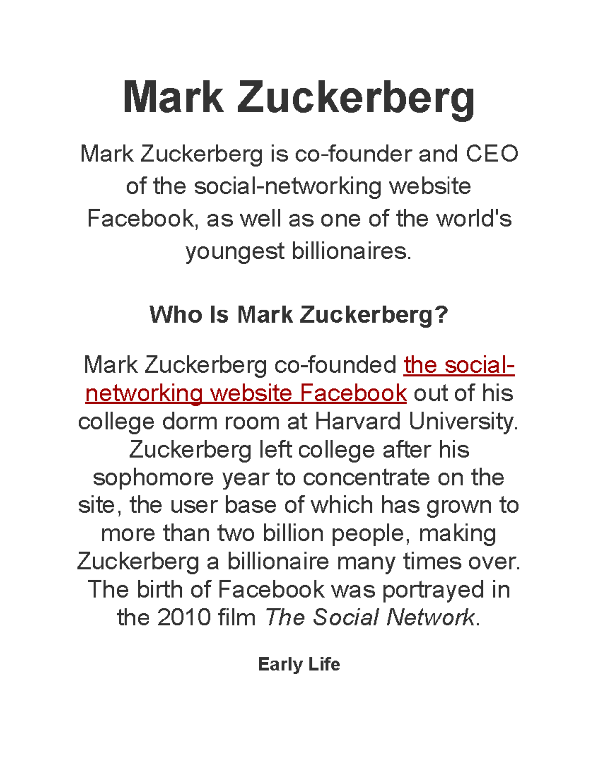 Mark Zuckerberg - Mark Zuckerberg Mark Zuckerberg is co-founder and CEO ...