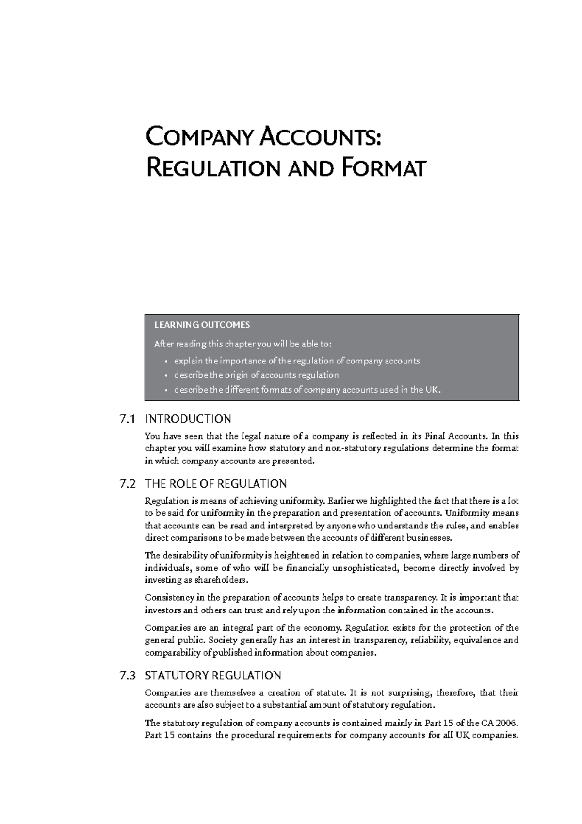Regulation and Format of Company Accounts - Company Accounts ...