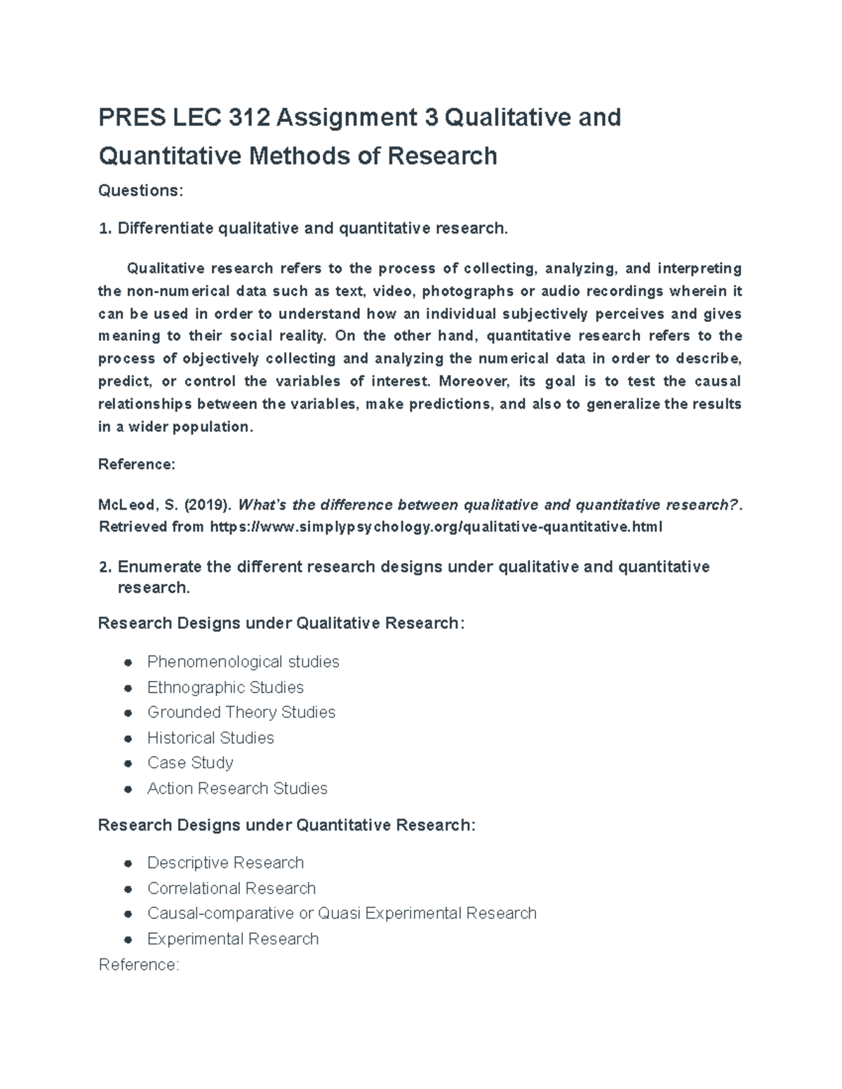 PRES%20LEC%20 Assignment - PRES LEC 312 Assignment 3 Qualitative and ...