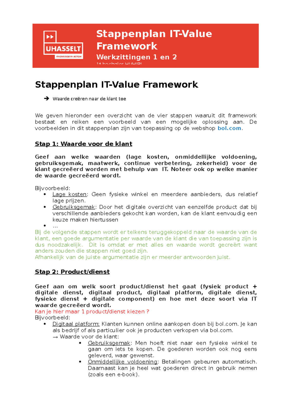 Stappenplan IT Value Framework - Stappenplan IT-Value Framework Waarde ...