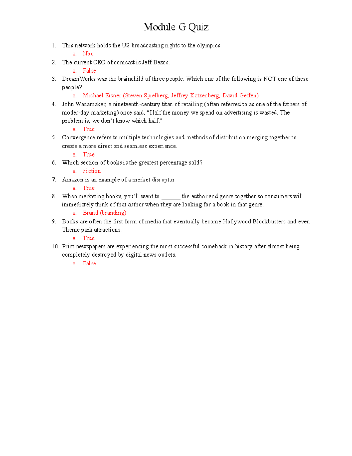 Module G Quiz - Module G Quiz This network holds the US broadcasting ...