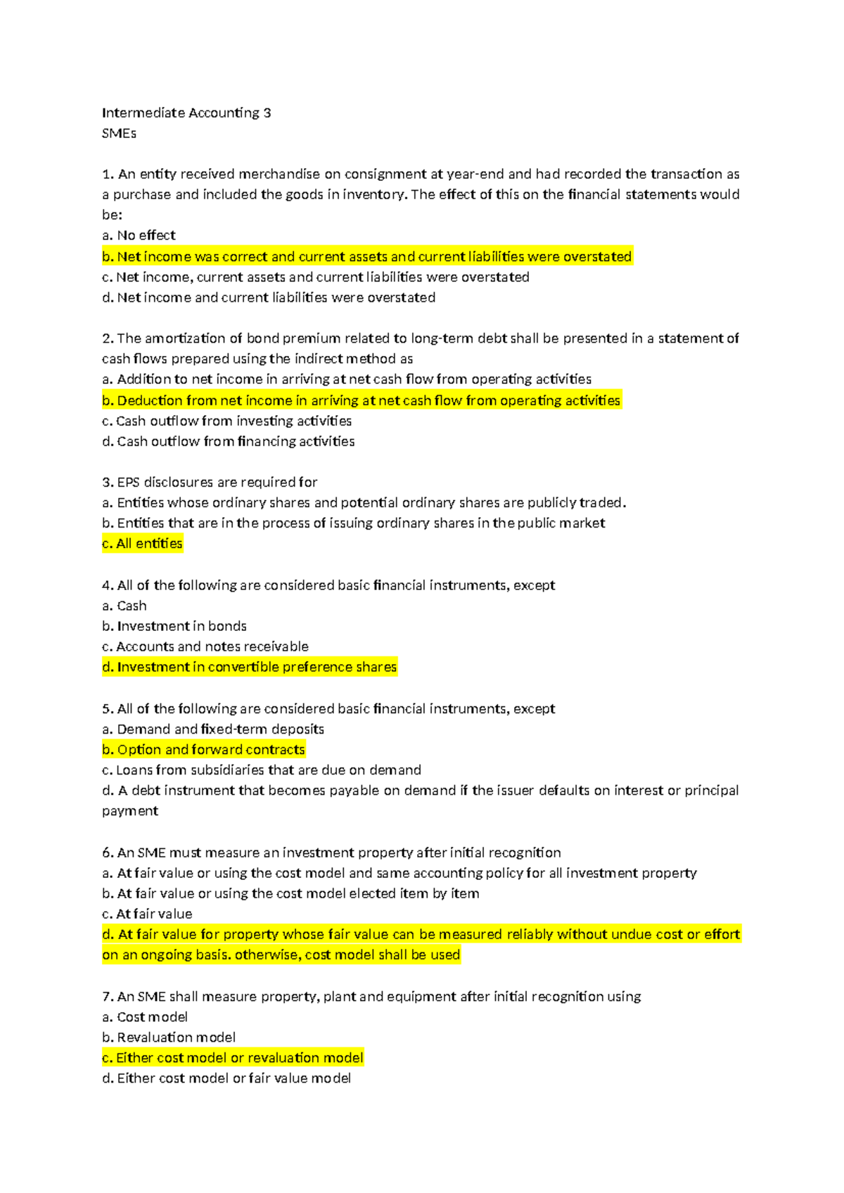 Intermediate Accounting 3 - SMEs - Intermediate Accounting 3 SMEs An ...