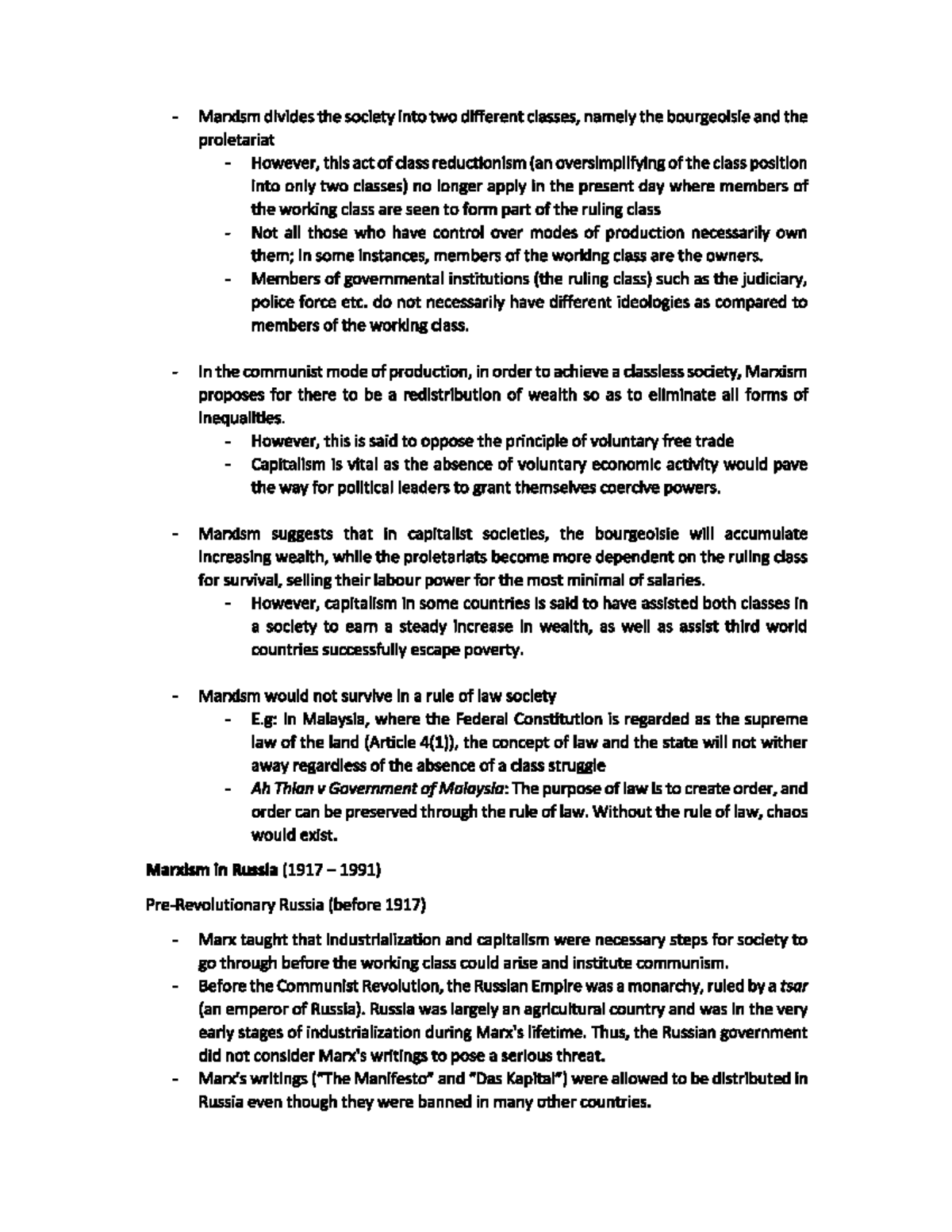 Influence on Revolutionaries - Marxism divides the society into two ...