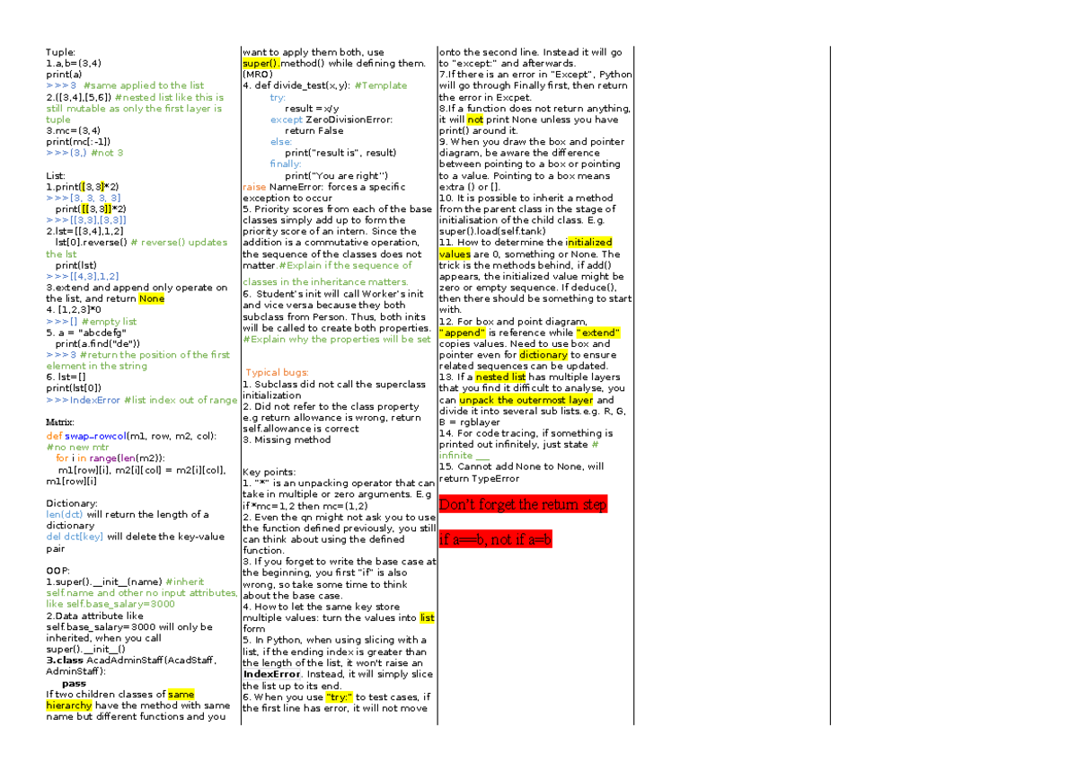 CS Final Cheat Sheet (May be useless becasue it is very personalised ...