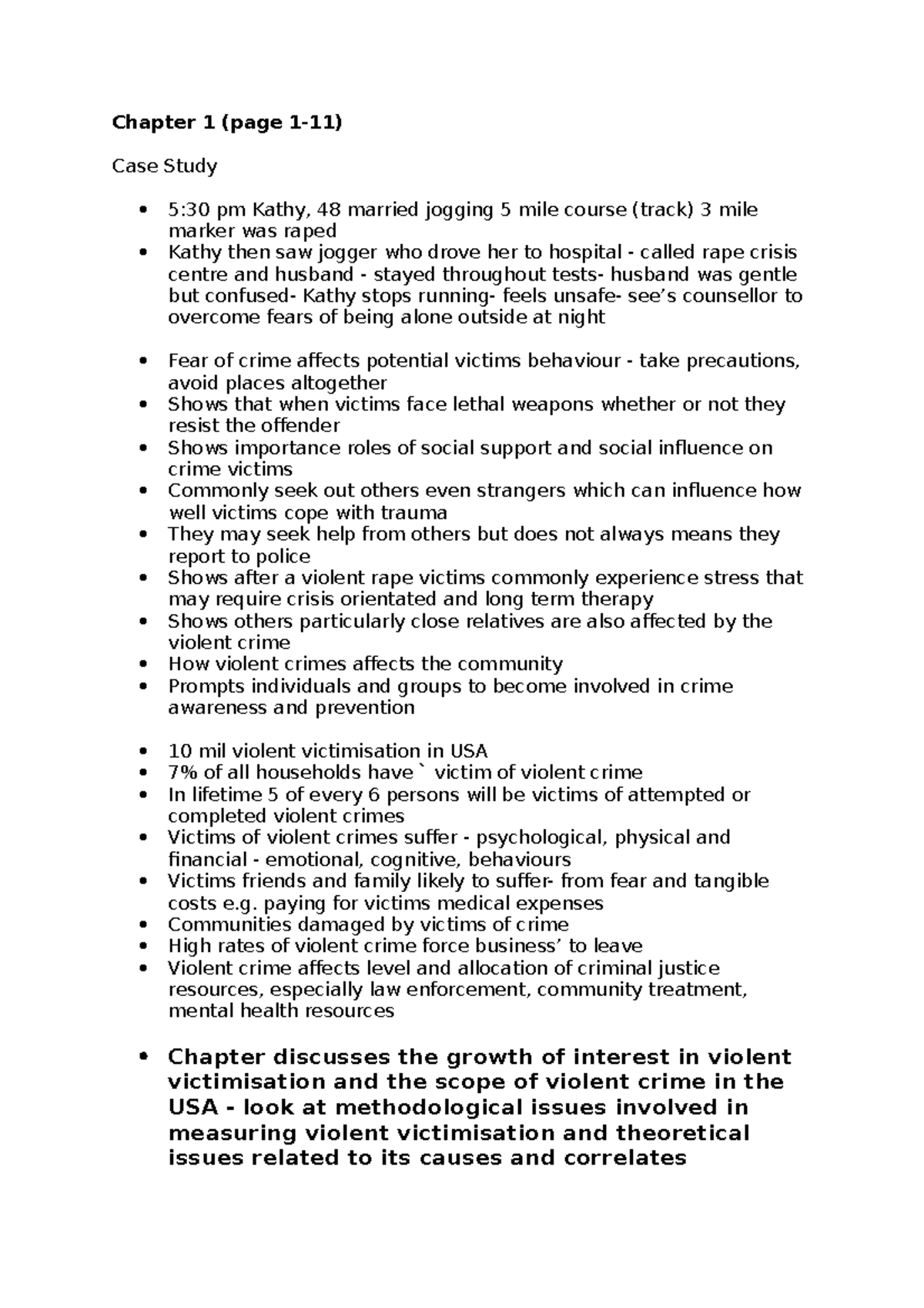 Victimology Chapter 1 notes - Chapter 1 (page 1-11) Case Study 5:30 pm ...