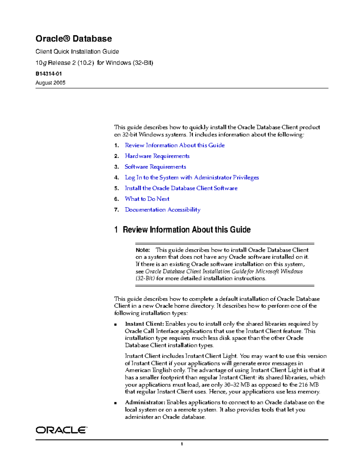 Oracle Database 10g Client Quick Installation Guide - Base de datos ...