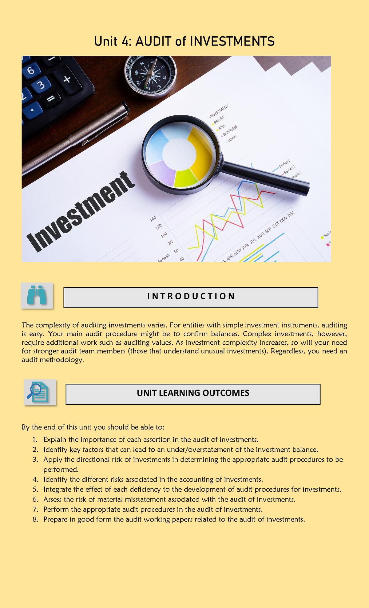 Unit 4 Audit OF Investements Lecture Notes - Unit 4: AUDIT of ...