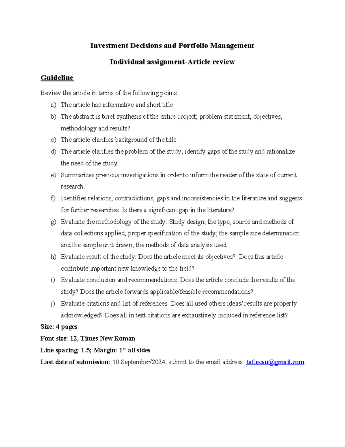Article Review-Guideline - Investment Decisions and Portfolio ...