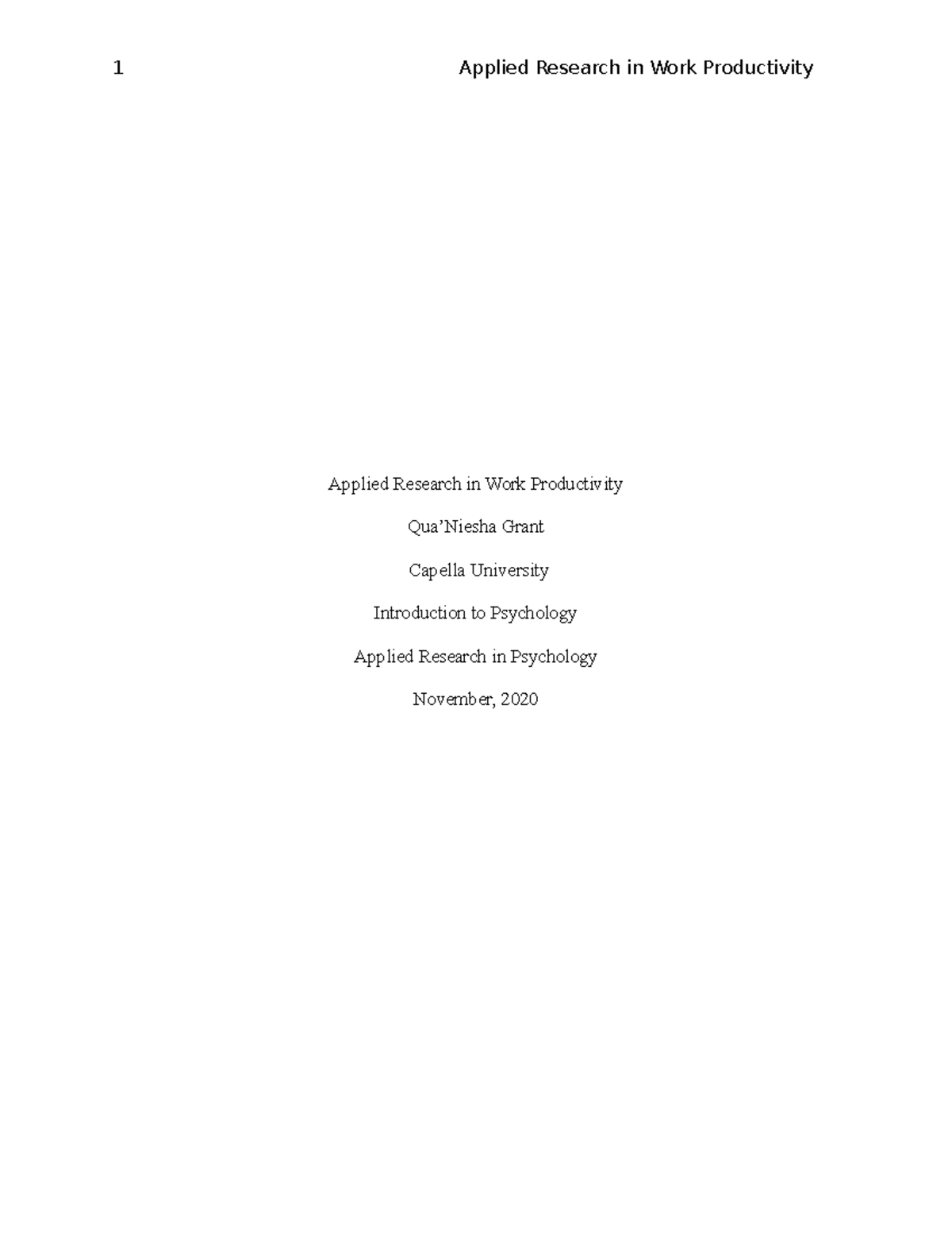 (1Word) 1 Applied Research paper - Applied Research in Work ...