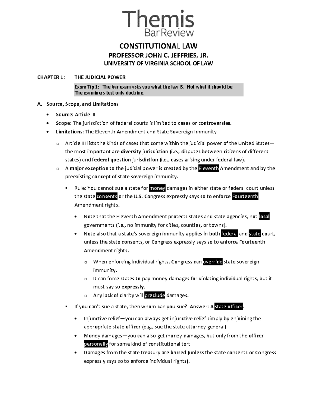 MBE.h.Jeffries - Handout - ####### CONSTITUTIONAL LAW PROFESSOR JOHN C ...