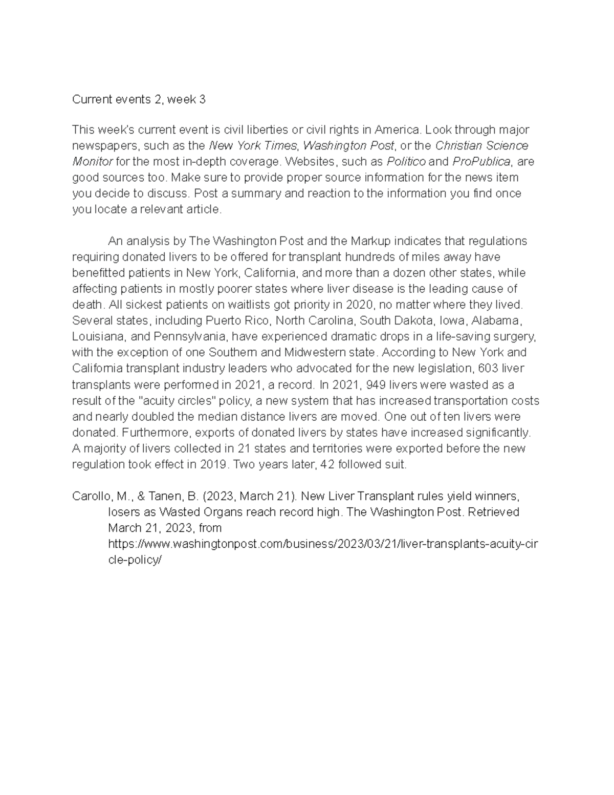 POSC 111 Current events 2 - Google Docs - Current events 2, week 3 This ...