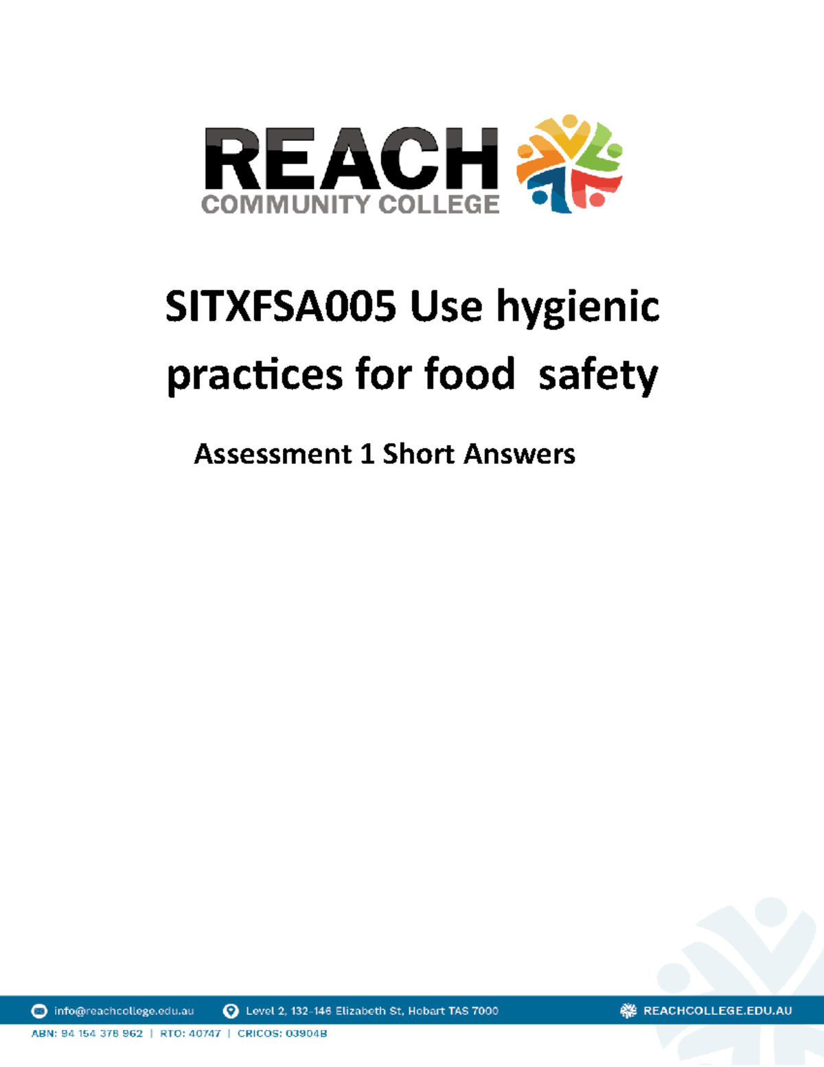 Reach Sitxfsa 005 Assessment 1 - Short answers - Assessment 1 Short ...