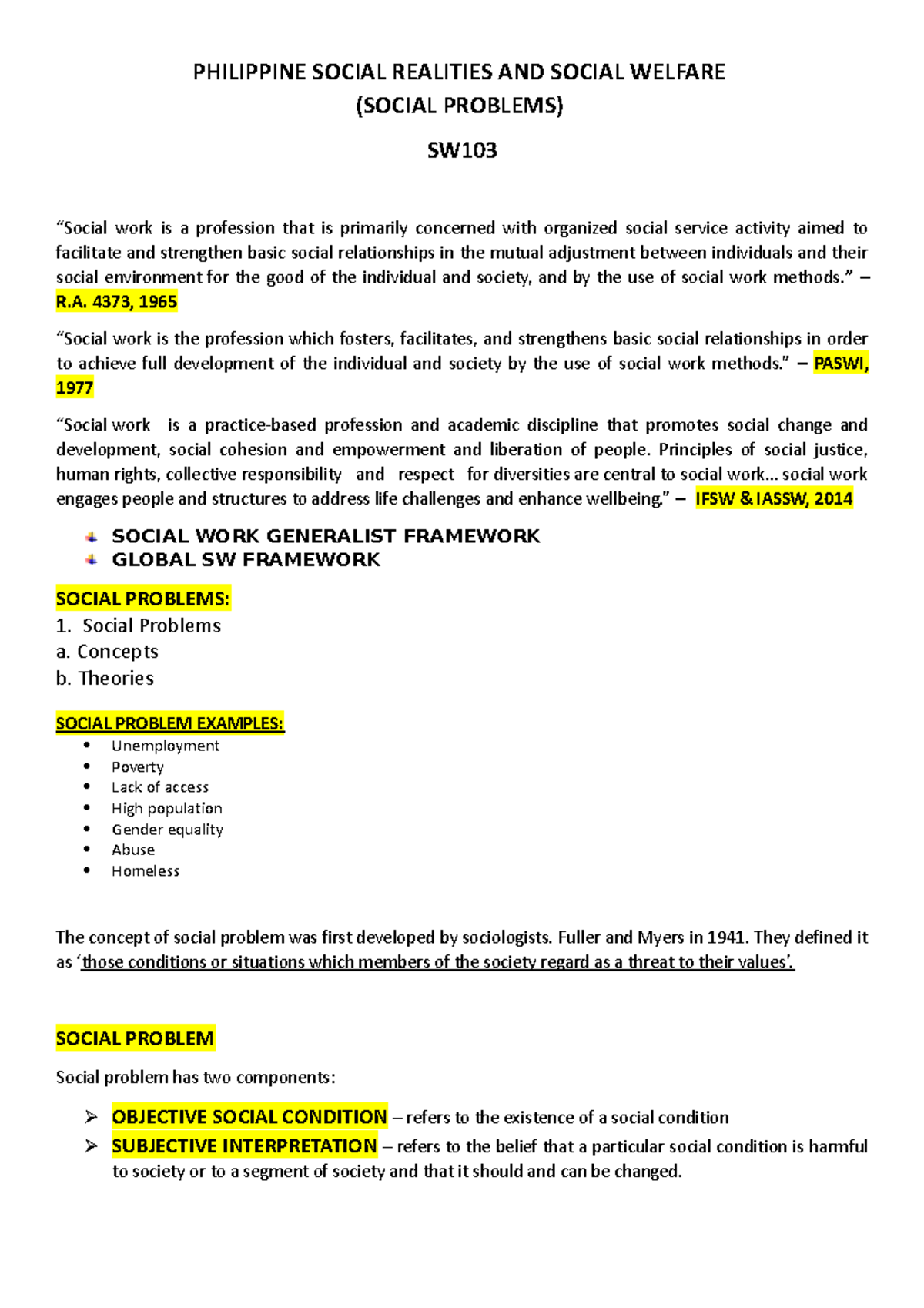 Orange Book SW103 - PHILIPPINE SOCIAL REALITIES AND SOCIAL WELFARE ...