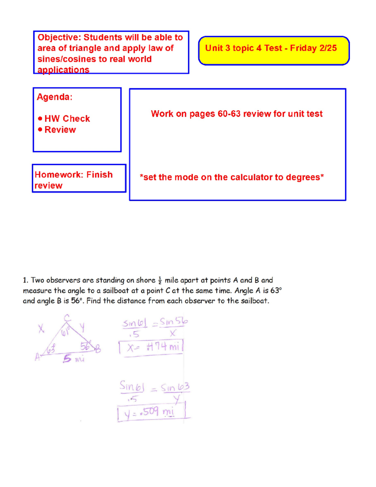 Precalculus triangle law of sins and cosines - Studocu
