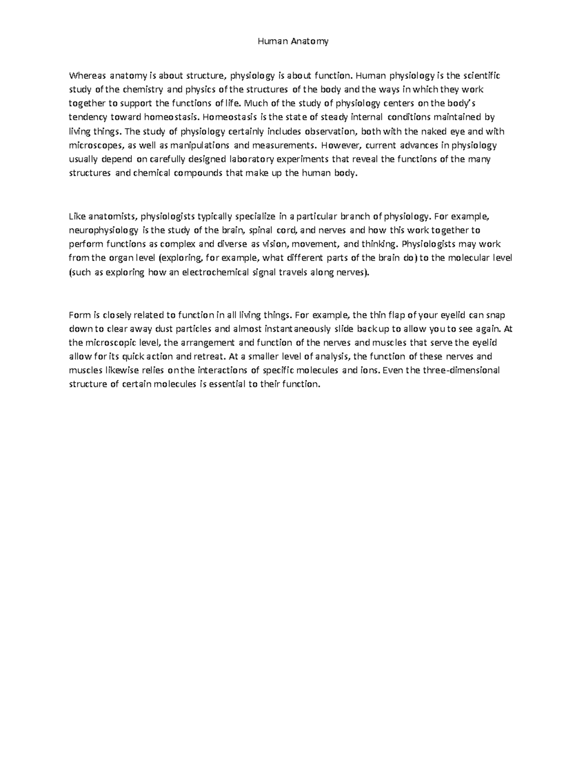 Human Anatomy 2 Notes Human Anatomy Whereas Anatomy Is About