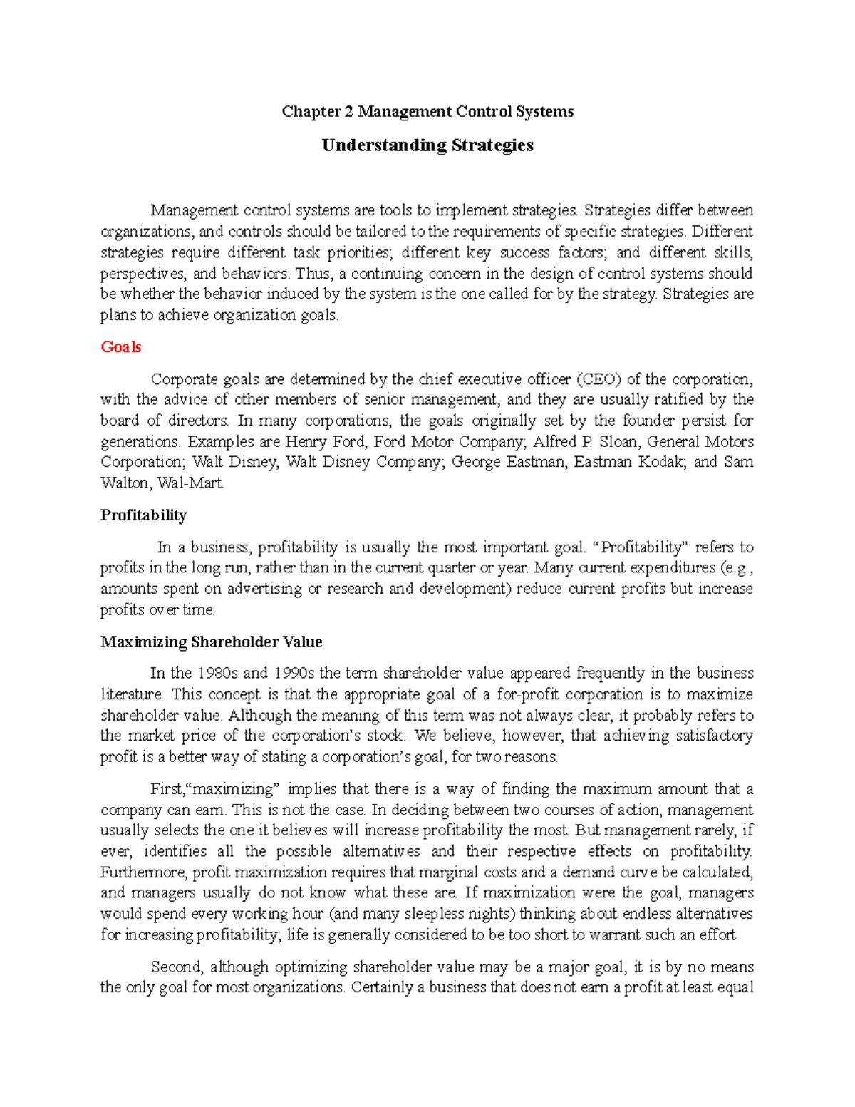 Chapter 2 Understanding Strategies (Management Control Systems ...