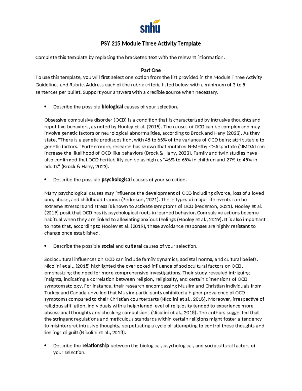 Journal 3 - PSY 215 Module Three Activity Template Complete this ...