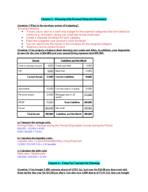 Review Questions for Chapter 1 - What is a “personal financial plan ...