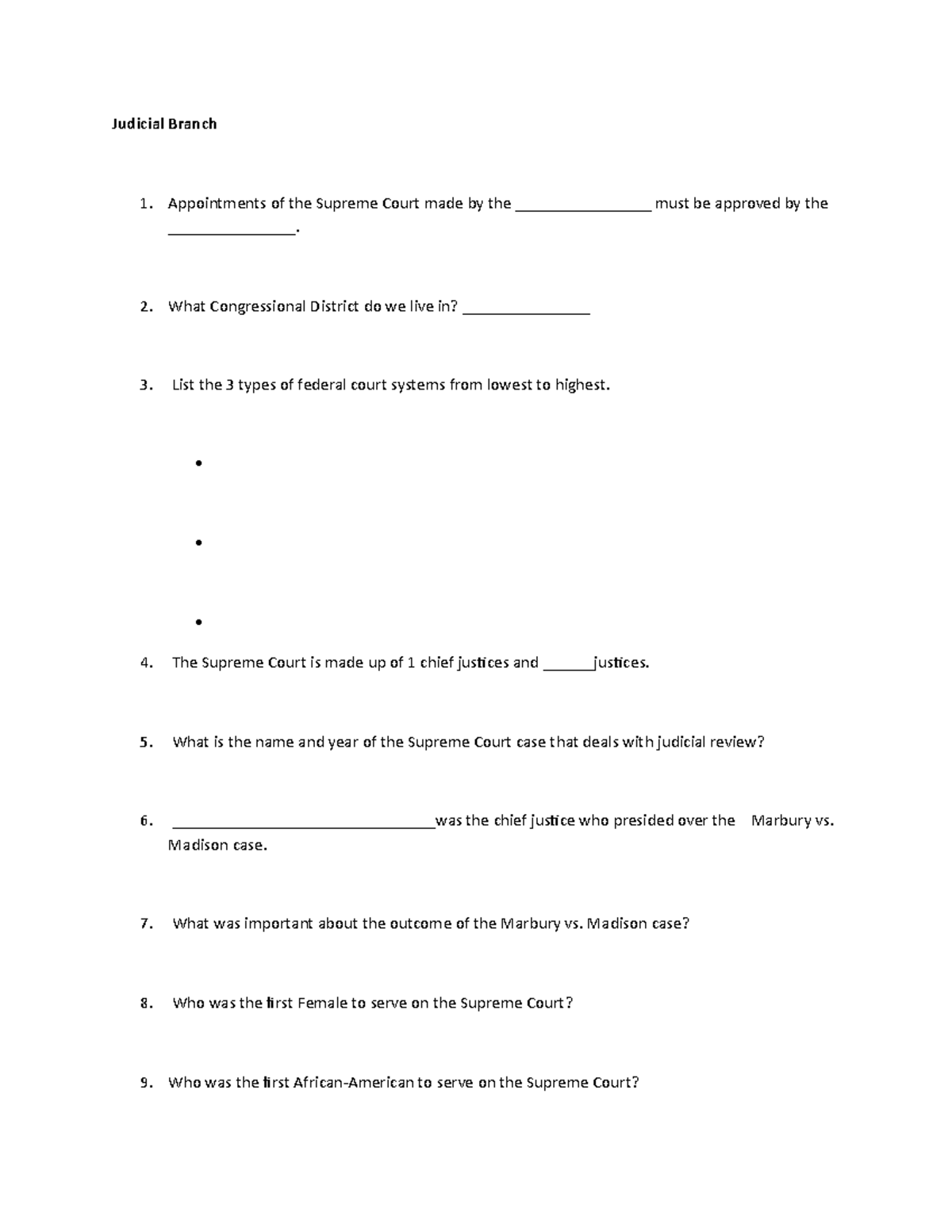 Judicial Branch Study Guide - Judicial Branch 1. Appointments of the ...