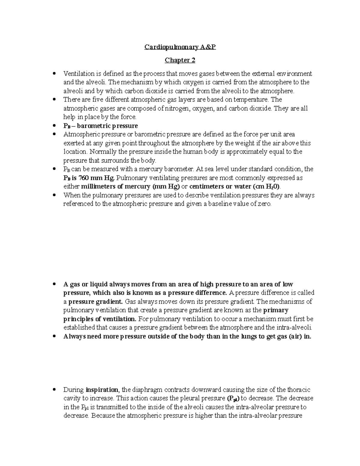 Cardiopulmonary-A P-Chapter-2 - Cardiopulmonary A&P Chapter 2 ...