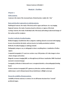 Module 5 Outline Anatomy - Module 5 Outline Chapter 19 Describe the ...