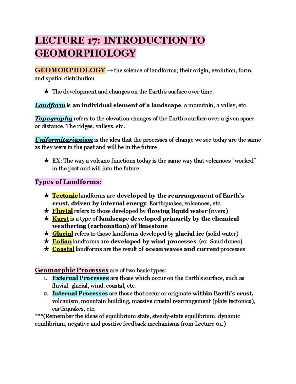 TEST 3 Physical Geo - all lecture notes for test 3 and study guide ...