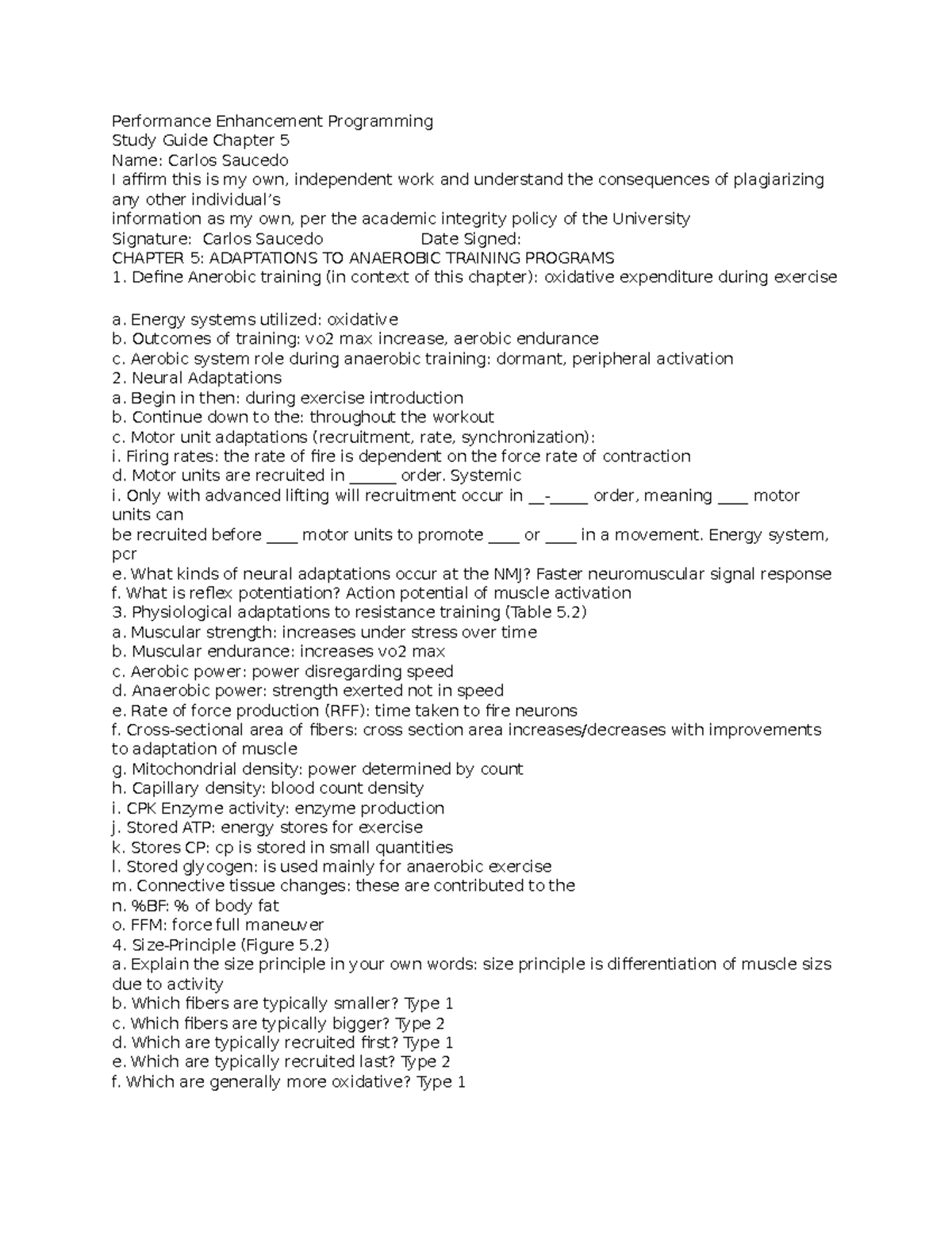 Ch.5 Study Guide PEP - Performance Enhancement Programming notes to ...