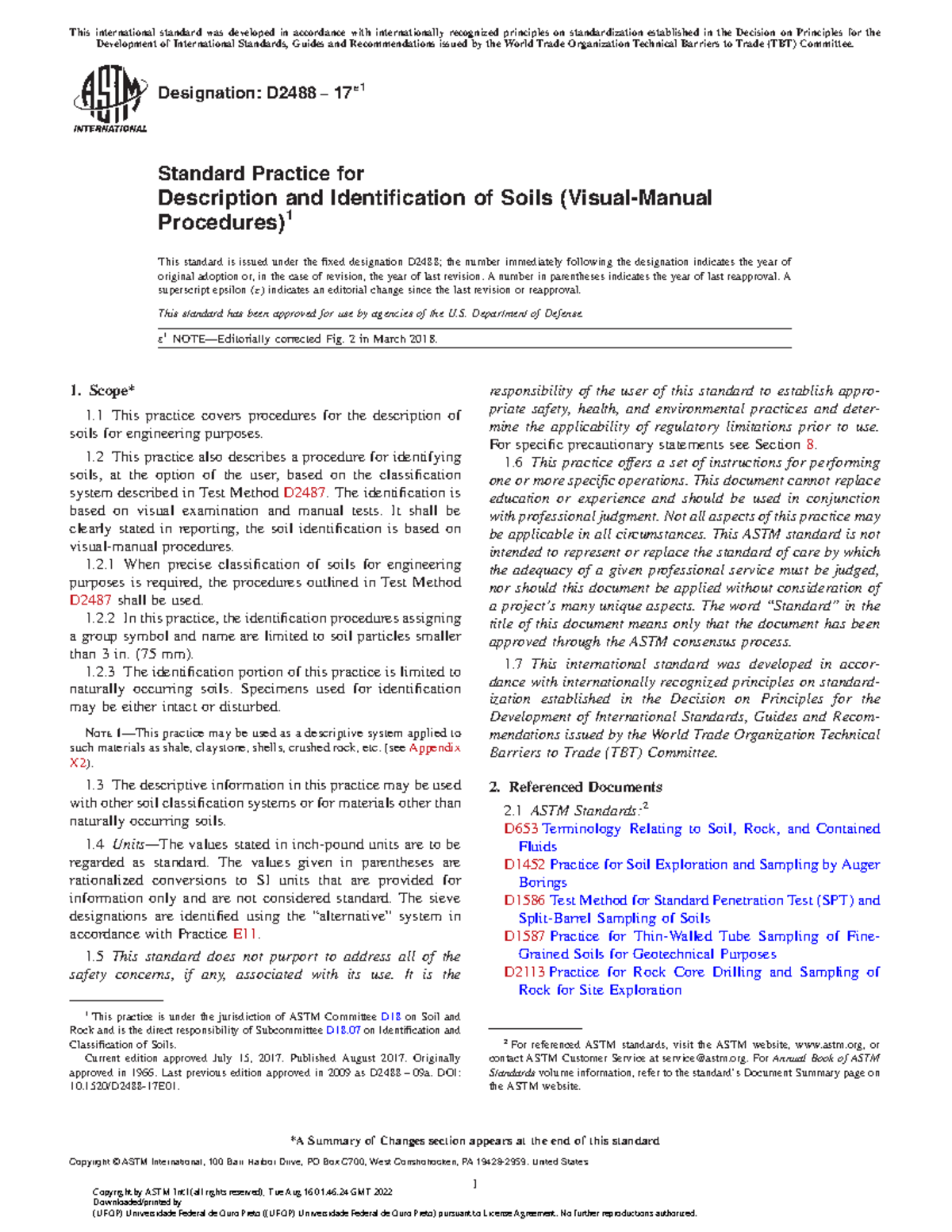 ASTM D2488-17e1 - Standard Practice for Description and Identification of Soils (Visual-Manual ...