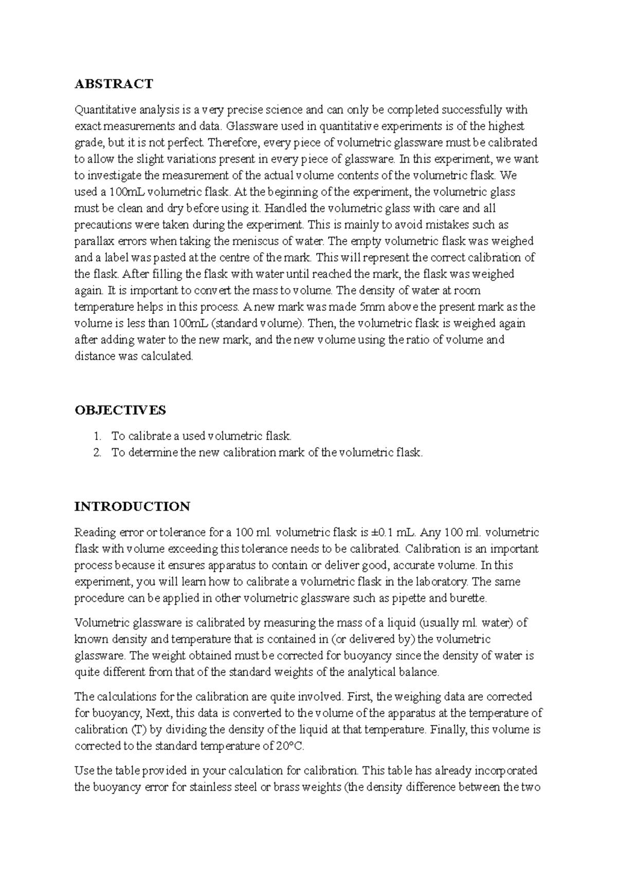 Analytical Chemistry - ABSTRACT Quantitative analysis is a very precise ...