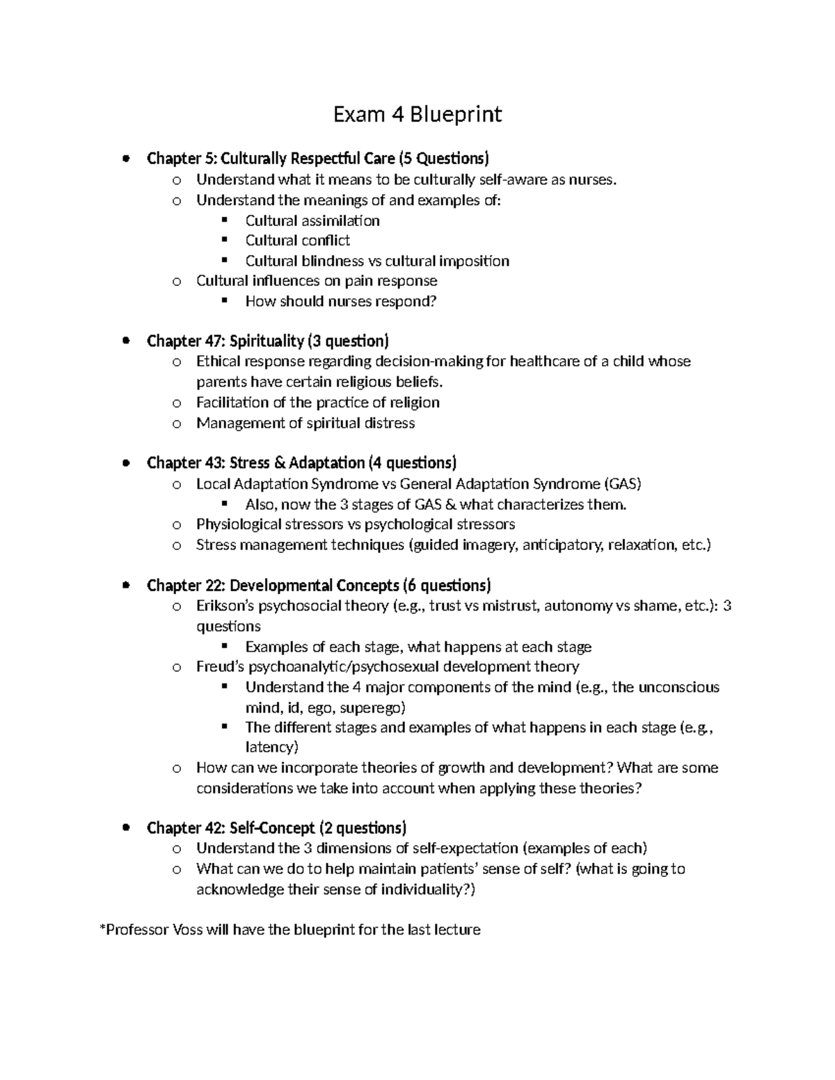 Exam 4 Blueprint-1 - lecture notes - Exam 4 Blueprint Chapter 5 ...
