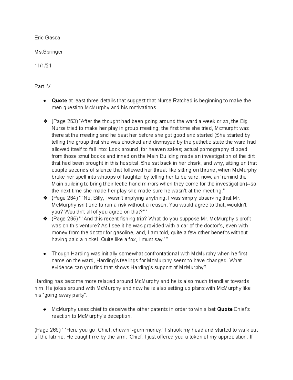 Cuckoo Questions 5 - Annotations for book. - Eric Gasca Ms 11/1/ Part ...