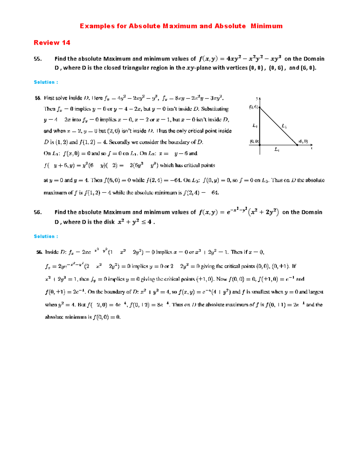 Examples for Absolute Maximum and Absolute Minimum - Find the absolute ...