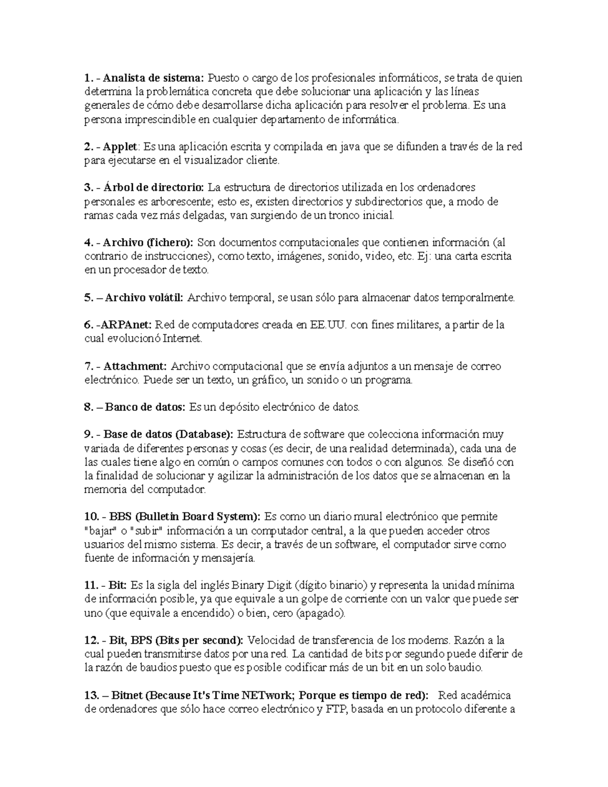 Glosario terminos informaticos - Analista de sistema: Puesto o cargo de ...