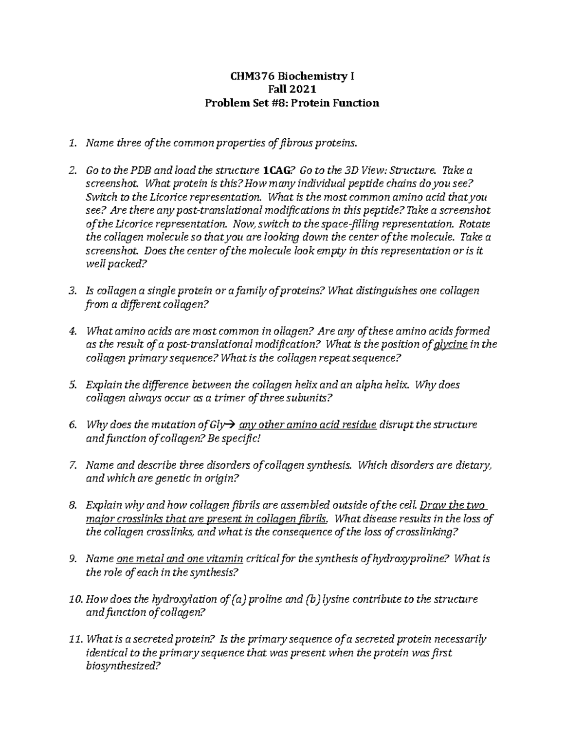 CHM376 Fa21 PS8 problem set - CHM376 Biochemistry I Fall 2021 Problem ...