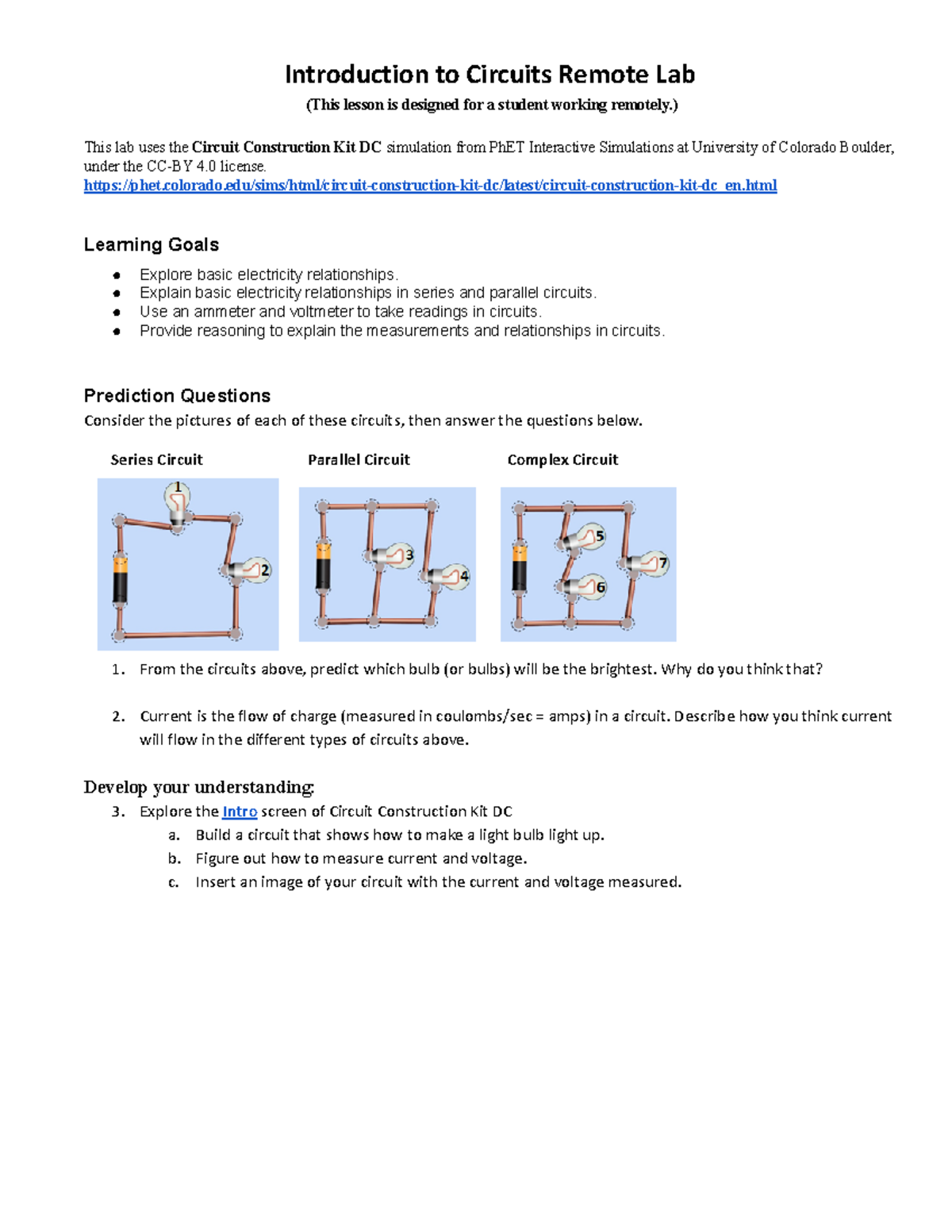 Introduction to Circuits Remote Lab - Studocu