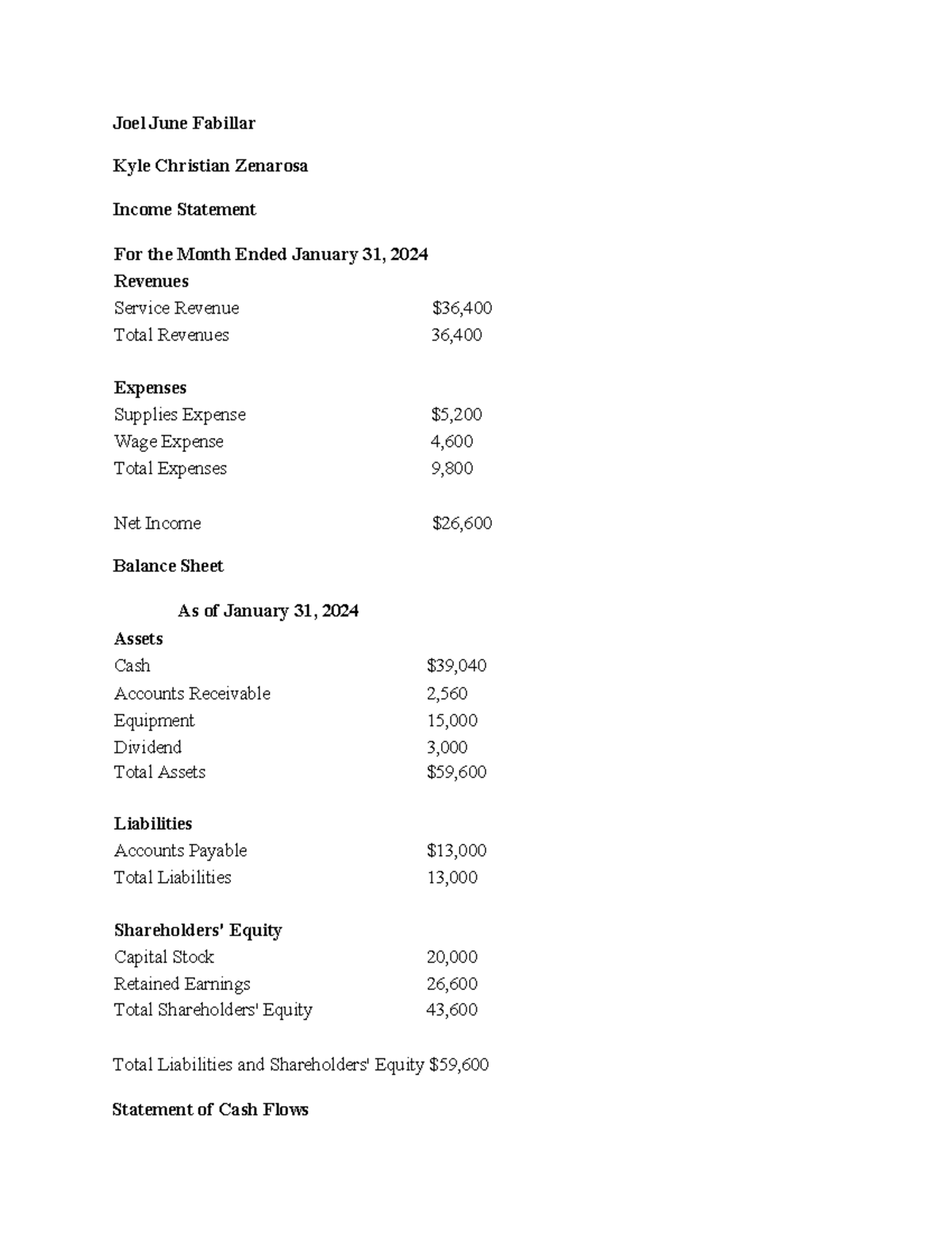 Income Statement - Summary Bachelor of Science and Accoutancy - Joel ...