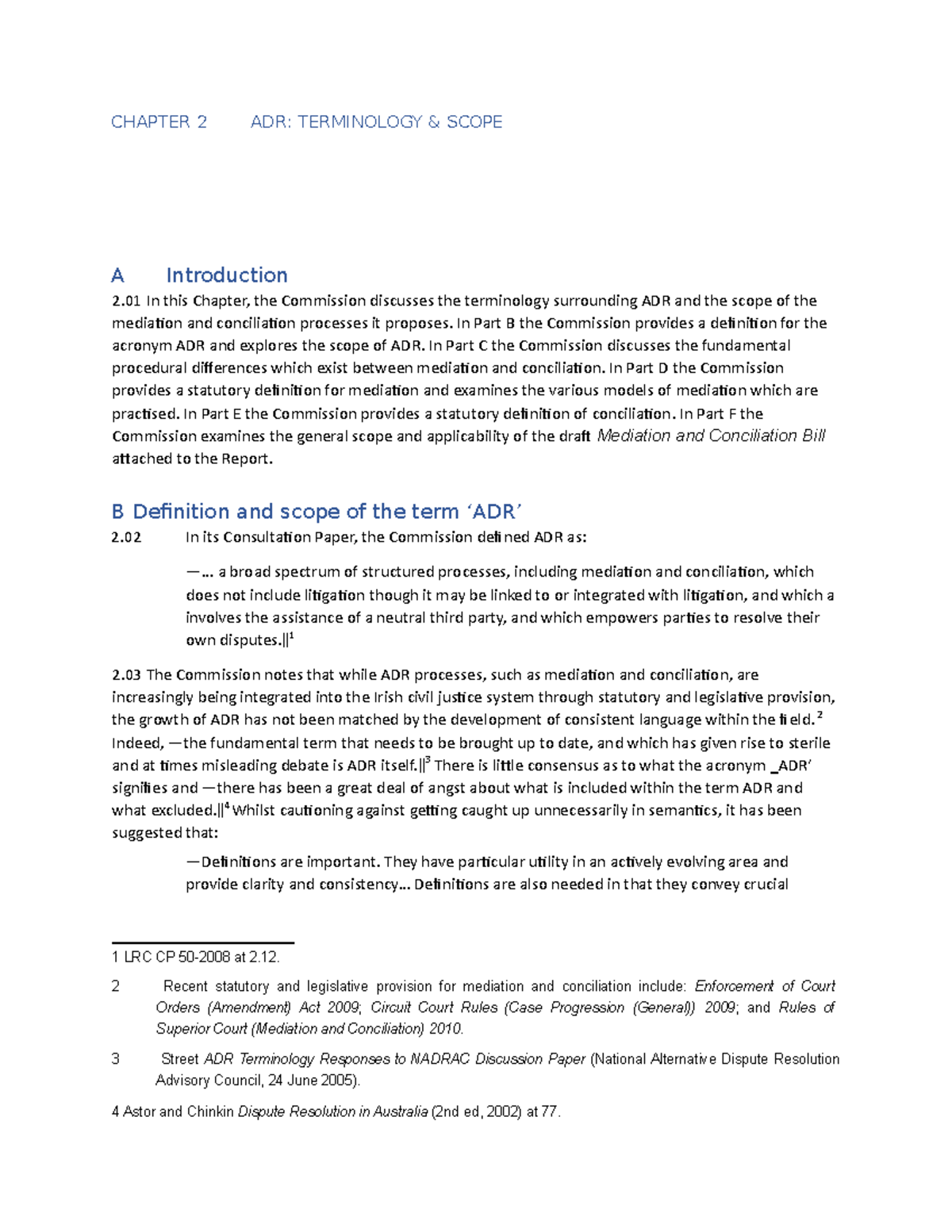 Dispute resolution m4 - CHAPTER 2 ADR: TERMINOLOGY & SCOPE A ...