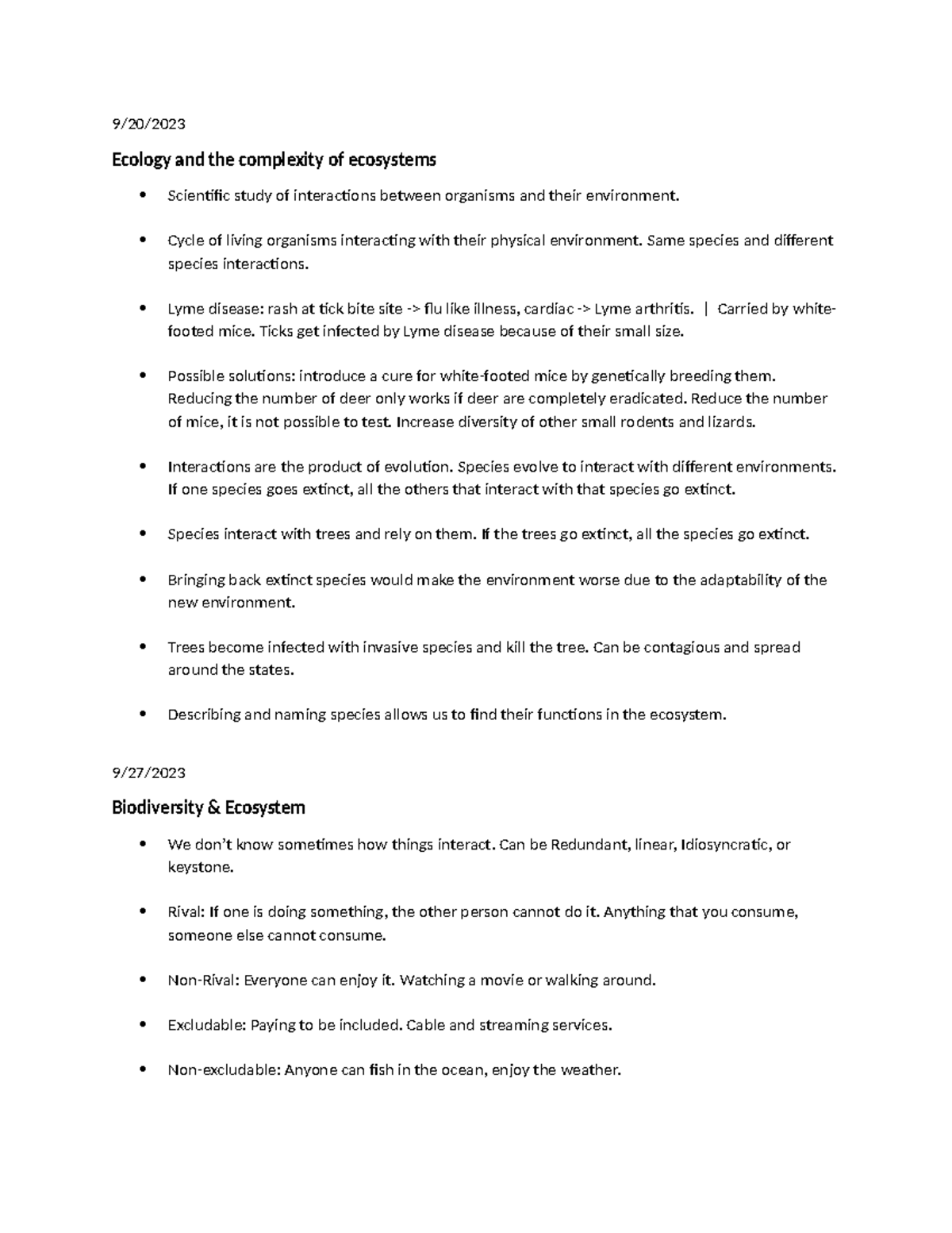 Notes P2 - 9/20/ Ecology and the complexity of ecosystems Scientific ...