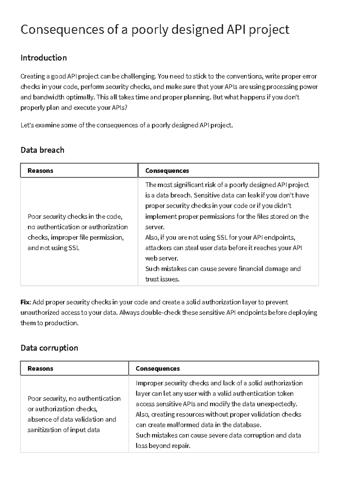 Consequences of a poorly designed API project Coursera - Consequences ...