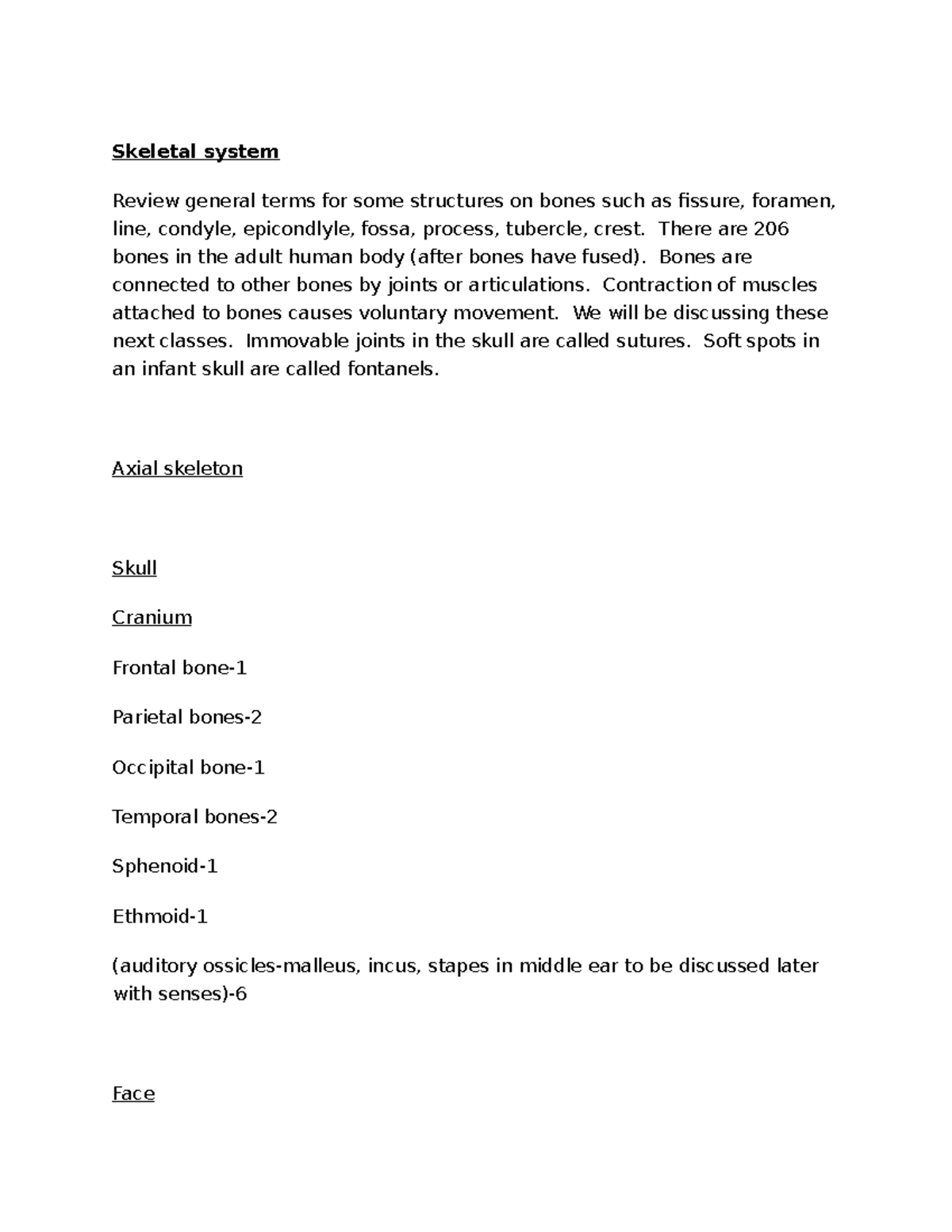 Skeletal System - Th bones in the body and their -functions - Skeletal system Review general ...
