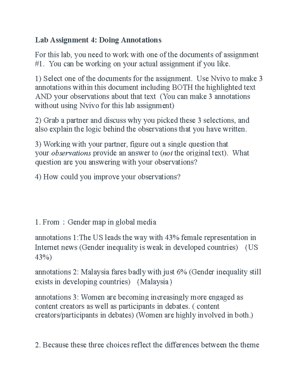 Lab Assignment 4 (June 9): Doing Annotations - Lab Assignment 4: Doing Annotations For this lab ...