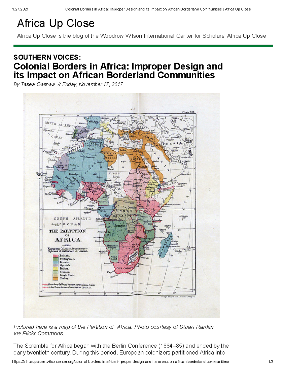 Unit 8 African Colonialism - 1/27/2021 Colonial Borders in Africa ...