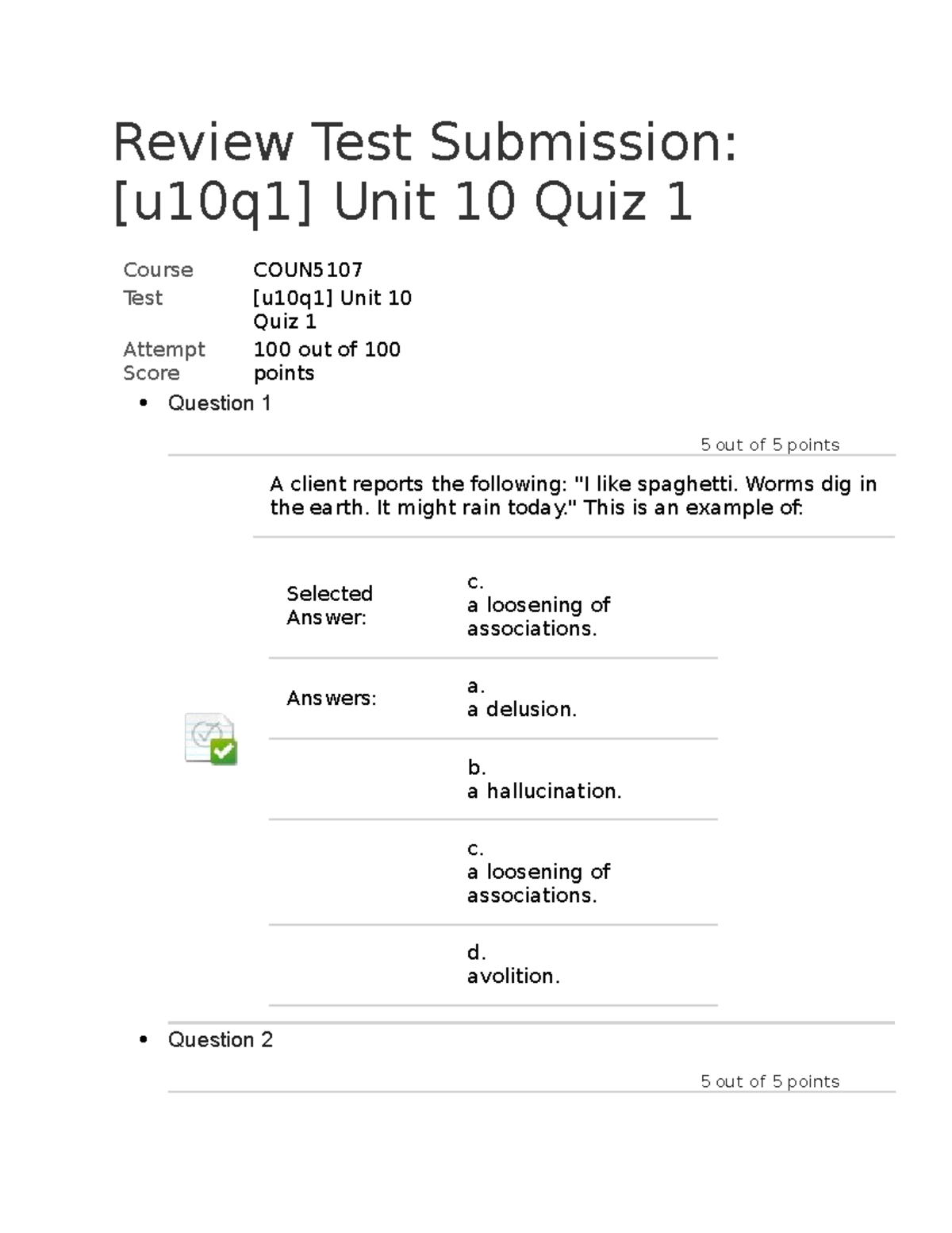 COUN 5107-Unit 10-Quiz 1 - Review Test Submission: [u10q1] Unit 10 Quiz ...