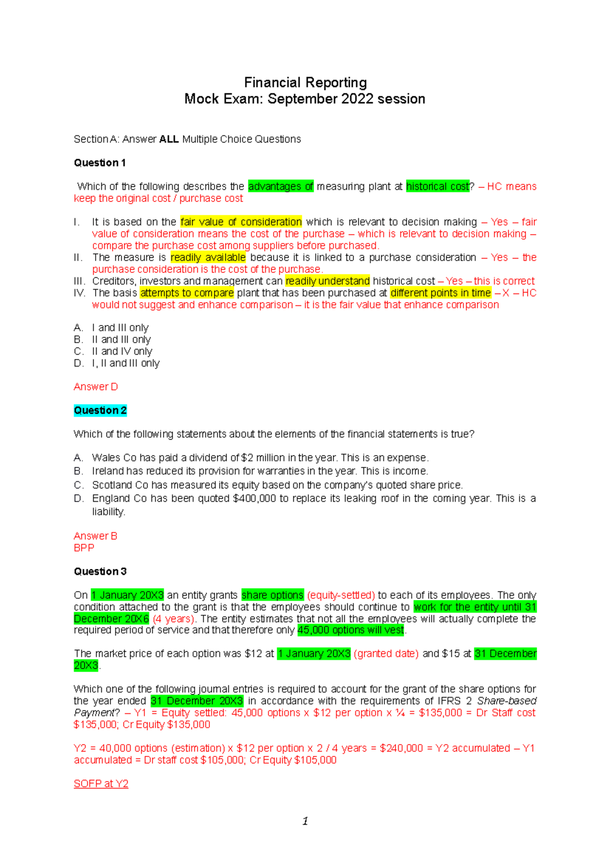 CPA Mock Exam - September 2022 - Financial Reporting Mock Exam ...