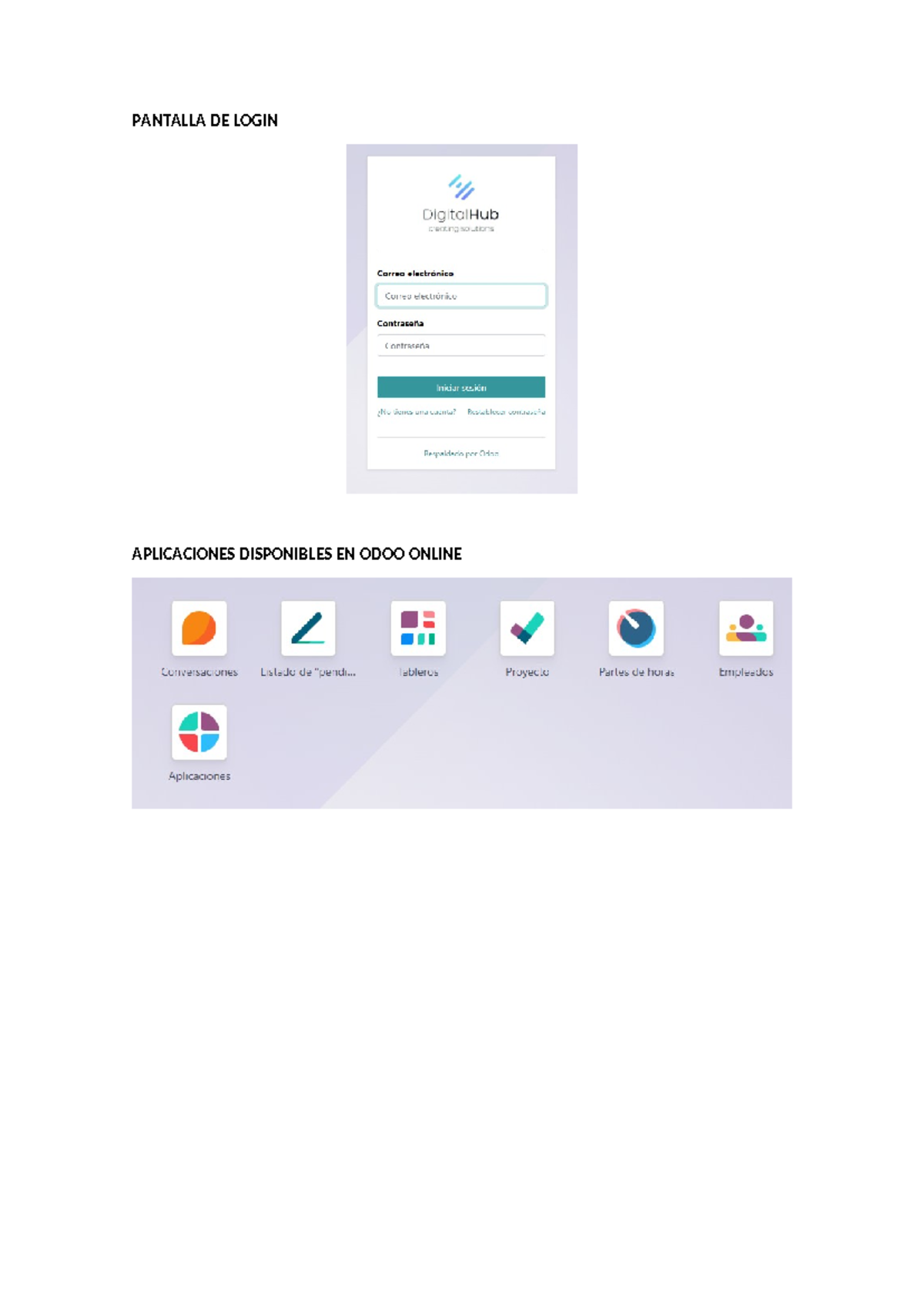 Resumen - odoo - PANTALLA DE LOGIN APLICACIONES DISPONIBLES EN ODOO ...