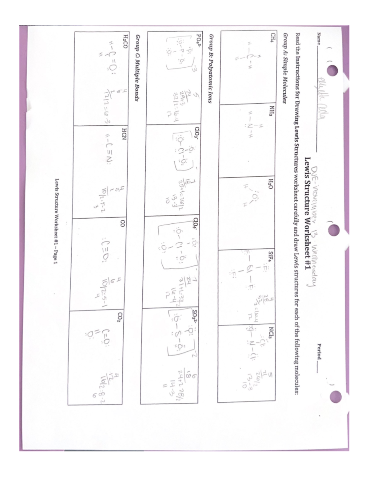Lewis structure - 12 it 26012 10 Group B: Polyatomic Ions PO43. 5 ClO3 ...