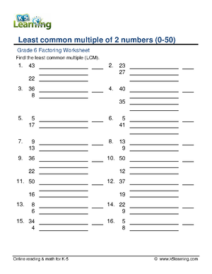 Grade 5 lowest common multiple 2 30 b - Online reading & math for K-5 ...