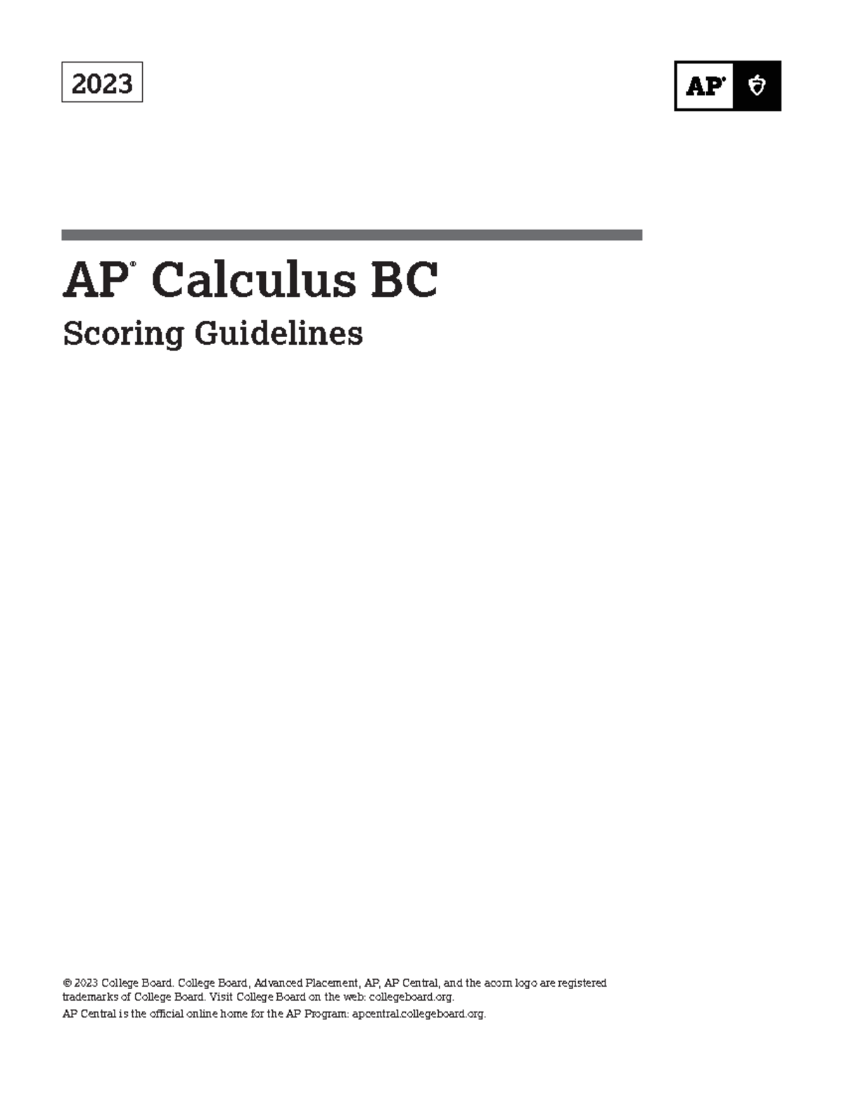 Ap23 sg calculus bc - Good - AP ® Calculus BC Scoring Guidelines 2023 ...